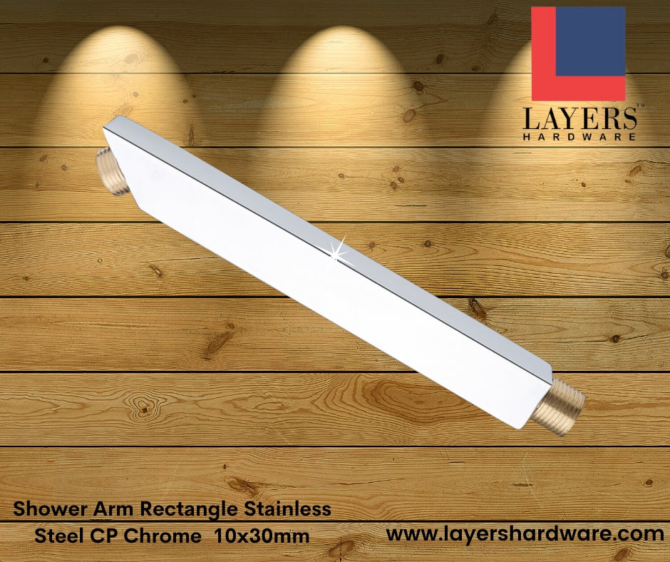 Layers Hardware™ Shower Arm Rectangle Stainless Steel CP Chrome 10x30m