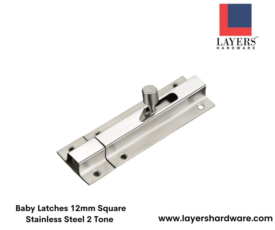 Layers Hardware™ Baby Latches 12mm Square Stainless Steel 2 Tone