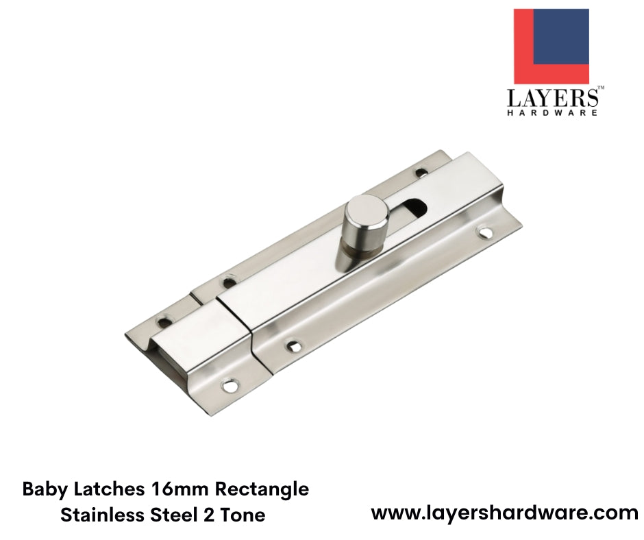 Layers Hardware™ Baby Latches 16mm Rectangle Stainless Steel 2 Tone